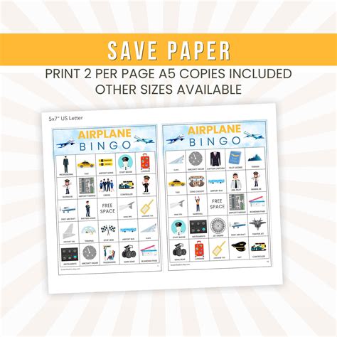 Airplane Bingo Game Airport Travel Theme Printable Etsy