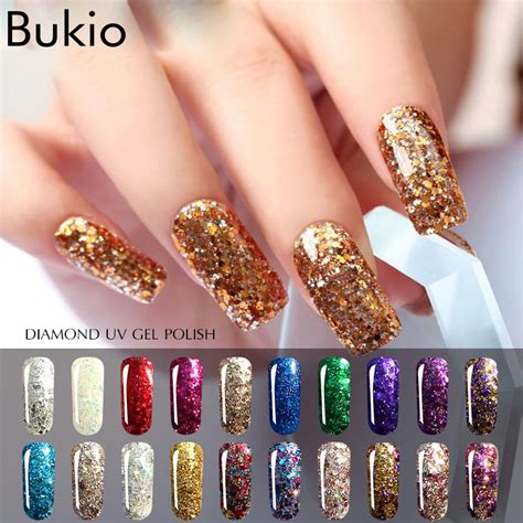 Bukio Diamond Glitter Uv Nail Gel Polish Hybrid Varnish Soak Off Semi