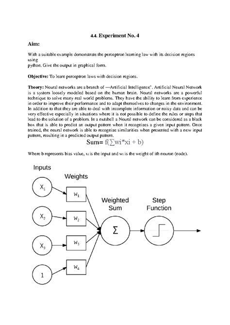 experiment no 4 te sl ii ann understanding perceptron learning law