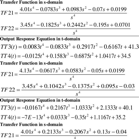 Transfer Function Equation When Ft2 Is Constant And Ft1 Is Variable Download Table