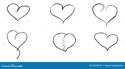 Set Of Stroke Hand Drawn Hearts Stock Vector Illustration Of Drawn