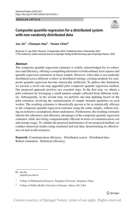 Composite Quantile Regression For A Distributed System With Non