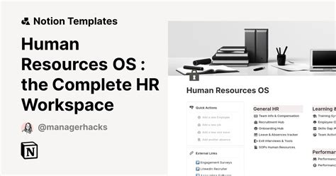 Human Resources Os The Complete Hr Workspace Template By Mona Managerhacks Notion Marketplace