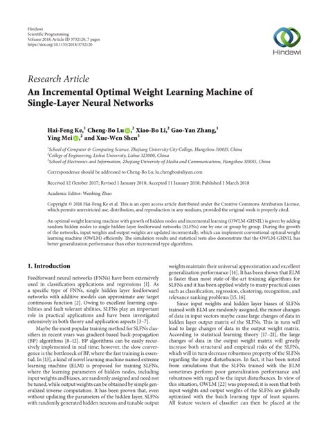 Pdf An Incremental Optimal Weight Learning Machine Of Single Layer