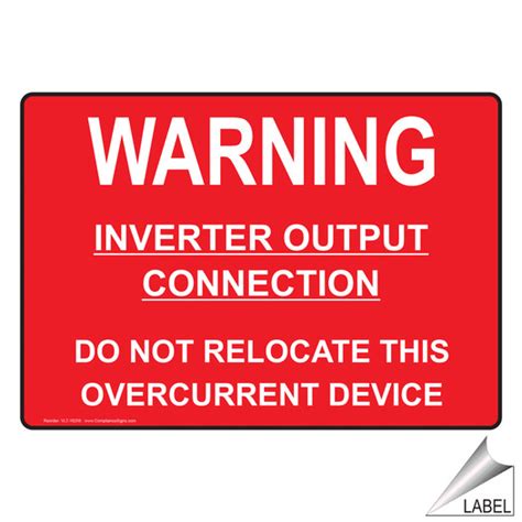 Red Reflective Inverter Output Connection Do Not Relocate Sticker
