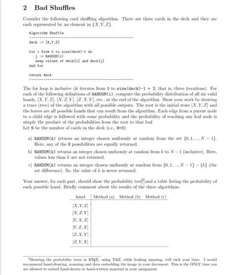 Solved 2 Bad Shuffles Consider The Following Card Shuffling