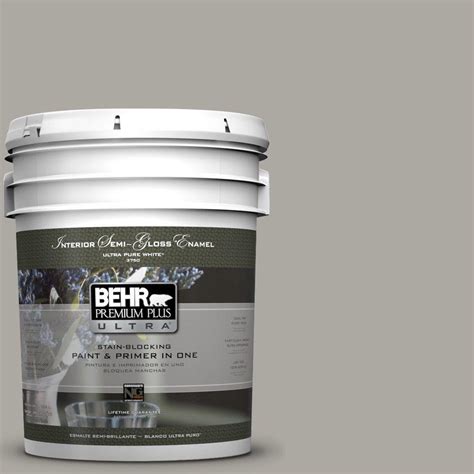 Behr Premium Plus Ultra 5 Gal N360 3 Still Gray Semi Gloss Enamel