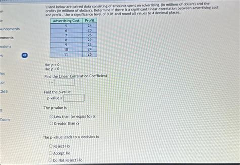 Solved Listed Below Are Paired Data Consisting Of Amounts