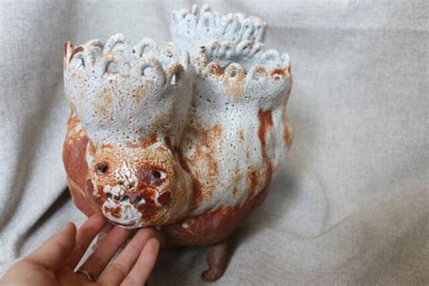 Ghost Planter Head Planter Ceramic Pot Handmade Kodama Planter