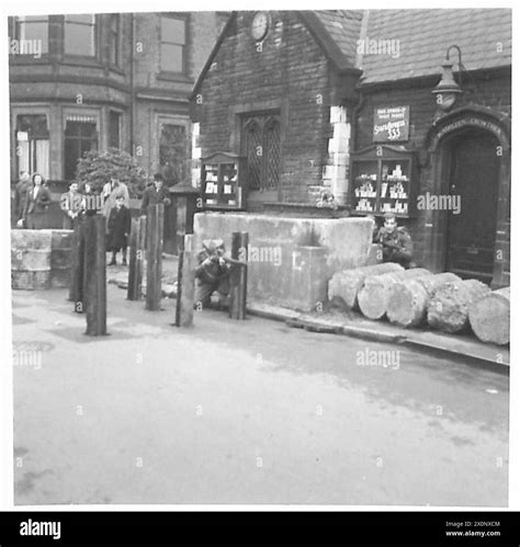 EBOR INVASION EXERCISE Invading Infantry Take Cover At A Road Block Photographic Negative