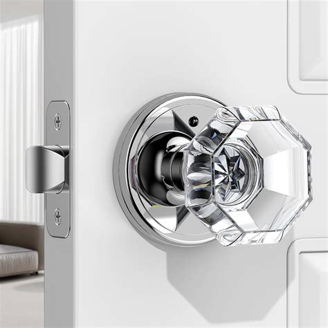 Maxecurity 1 Pack Crystal Door Knob Octagon Shaped Glass Door Knobs