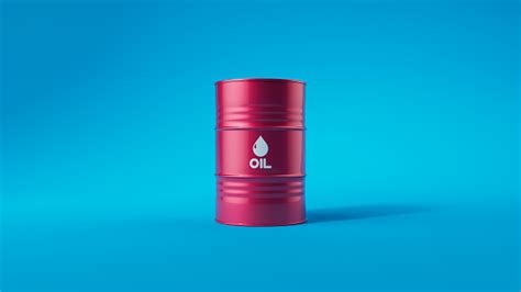 파란색 배경에 단일 빨간색 금속 오일 배럴 앞 모습 석유 산업 개념 3d 렌더링 일러스트레이션 3차원 형태에 대한 스톡 사진 및 기타 이미지 Istock