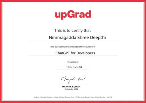 n shree deepthi on linkedin chatgpt for developers from upgrad with