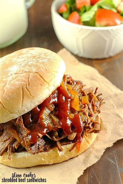 Slow Cooker Shredded Beef Sandwiches Yummy Healthy Easy