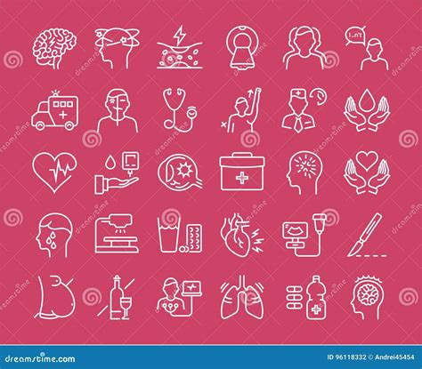 Set Vector Flat Line Icons Stroke Stock Illustration Illustration Of