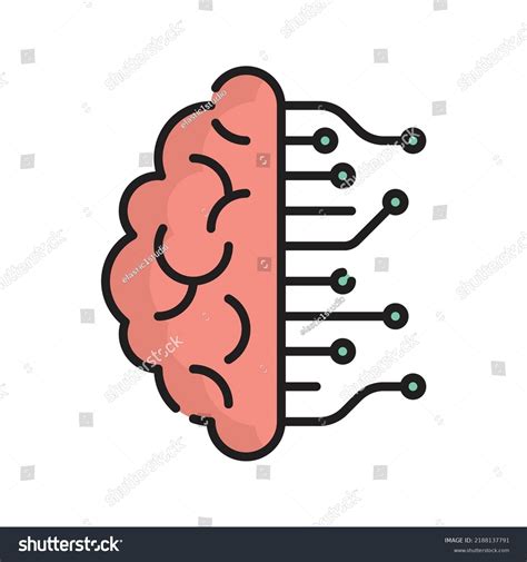 Brain Bot Icon Vector Illustration Flat Stock Vector Royalty Free