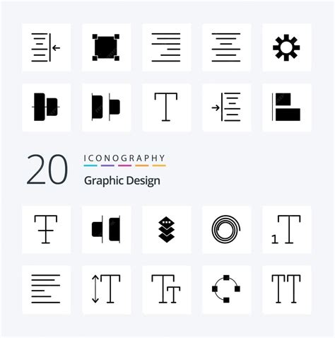 Free Vector 20 Design Solid Glyph Icon Pack Like Scale Text Square