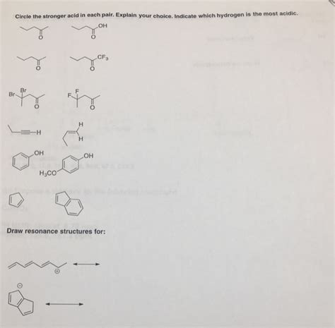 Solved Circle The Stronger Acid In Each Pair Explain Your Chegg