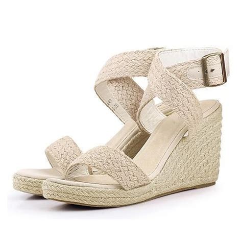 Teahoo 2018 Summer Hemp Wedge Sandals Women High Heels Platform Wedges