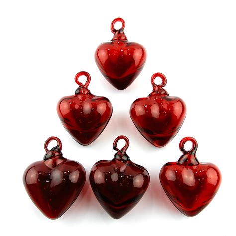Red Hand Blown Glass Hearts