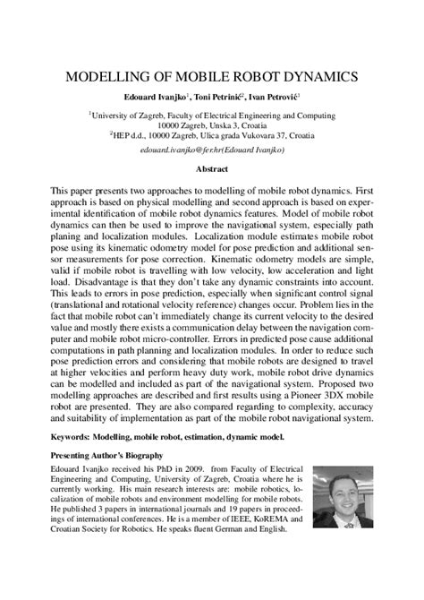 Pdf Modelling Of Mobile Robot Dynamics