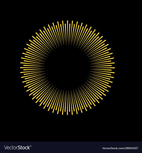Sun Rays Geometric Circle Isolated On Black Vector Image