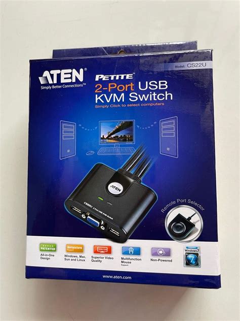 Aten CS22U 2-Port USB KVM Switch, Computers & Tech, Parts & Accessories ...