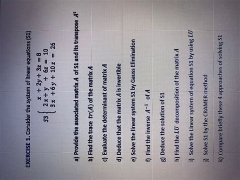 Solved EXERCISE Consider The System Of Linear Equations Chegg