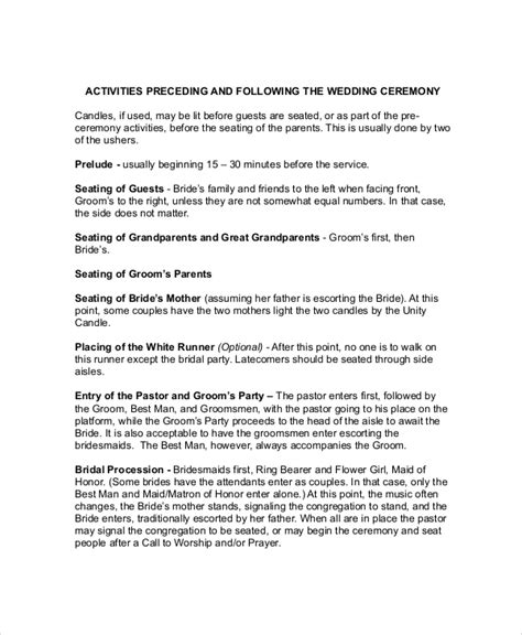 Basic Wedding Ceremony Outline