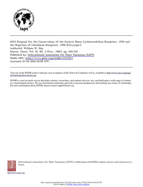 Pdf Proposal For The Conservation Of The Generic Name Cyclococcolithus Kamptner 1954 And The