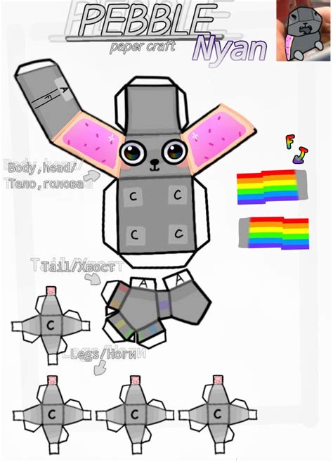 Pebble Nyan Cat Skin Dandys World Paper Craft Nyan Cat Paper Doll Template Paper Crafts