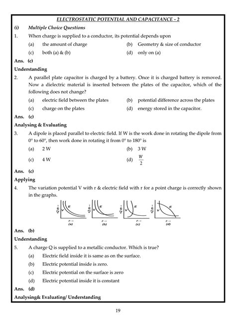 Solution Electrostatic Potential And Capacitance Important Questions