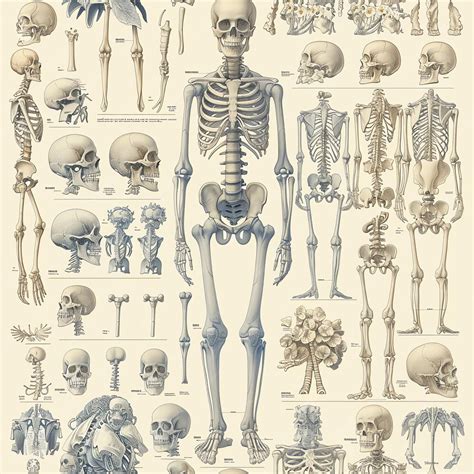 A Vintage Poster Of A Human Skeleton Premium Ai Generated Image