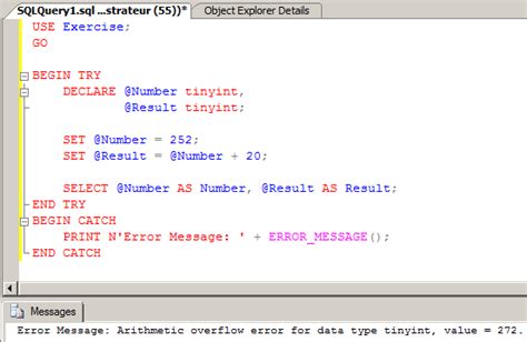 Microsoft SQL Server Lesson Exception Handling