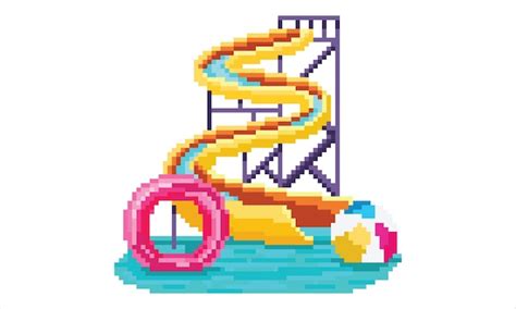 Premium Vector Hand Drawn Pixel Art Water Park Illustration