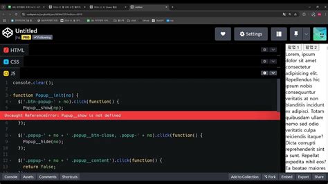 js jquery 팝업 구현 팝업을 동시에 2개 띄워주세요 youtube