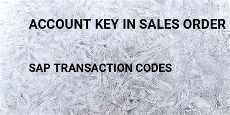 Account Key In Sales Order Sap Tcode In SAP Transaction Codes List