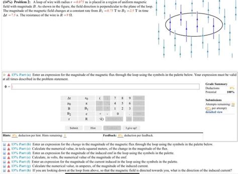 solved 14 problem 2 a loop of wire with radius r 0 075