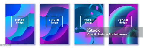 추상 적인 유행 유체 물결 모양네온 배경 세트입니다 시안 블루 핑크 바이올렛 그라데이션 어두운 색상 현대 3d 스타일 표지 브로셔 전단지 템플릿 디자인에 적용 가능합니다