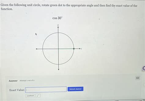 Given The Following Unit Circle Rotate Green Dot To The Appropriate