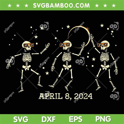 Total Solar Eclipse Skeletons Dancing April 8 Svg