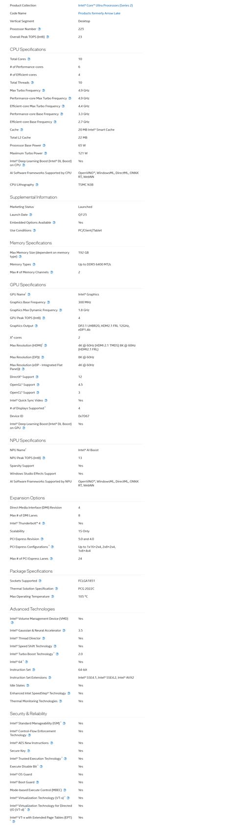 Pcc Computers Australia Intel Bx80768225 Core Ultra 5 225 10 Core Lga 1851 15th Gen Cpu Processor