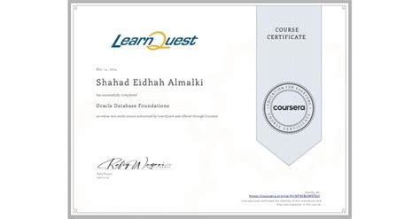 shahad almalki on linkedin completion certificate for oracle database foundations