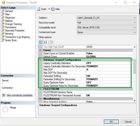 Sql Server 2016 Database Scoped Configuration Options
