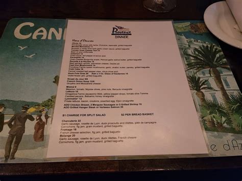 Menu At Brasserie Provence Restaurant Louisville
