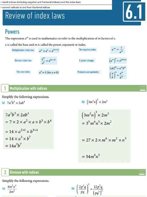 6 1 Review Of Index Laws Pdf