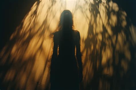 Premium Photo A Silhouette Of A Woman Standing In Front Of A Tree