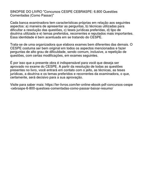 Concursos Cespe Cebraspe 6800 Questões Comentadas Como Passar Pdf