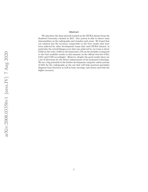 Pdf X Ray Bone Abnormalities Detection Using Mura Dataset