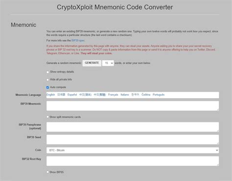 Mnemonic Code Converter Cryptoxploits